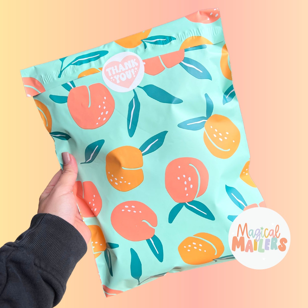 25ct-100ct 10x13 Poly Mailer STAY PEACHY, 3.15mil Thick. Boutique Poly ...