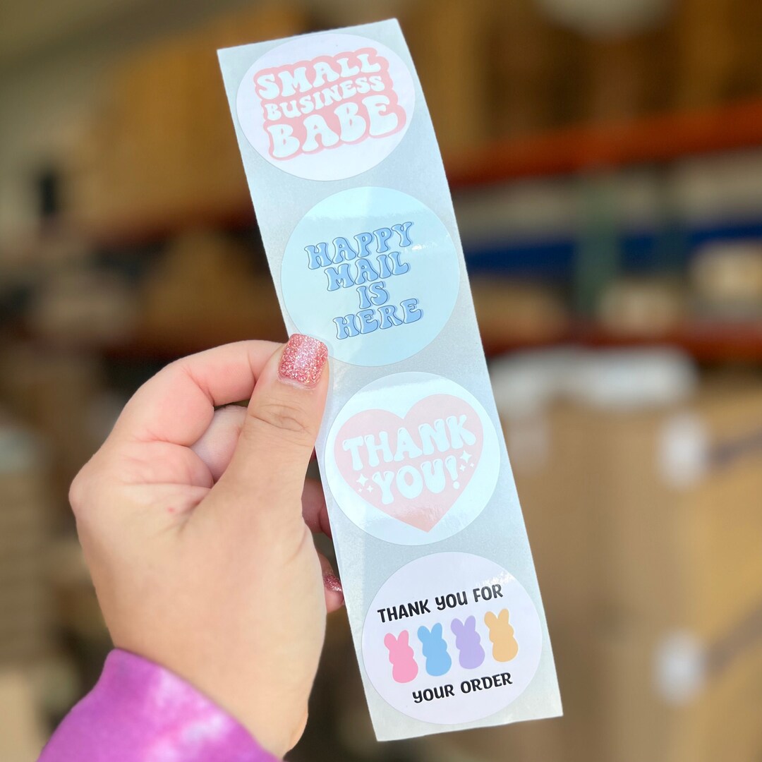 PASTEL Sticker Roll, 2" Stickers 500ct/roll, Round Small Business Thank ...