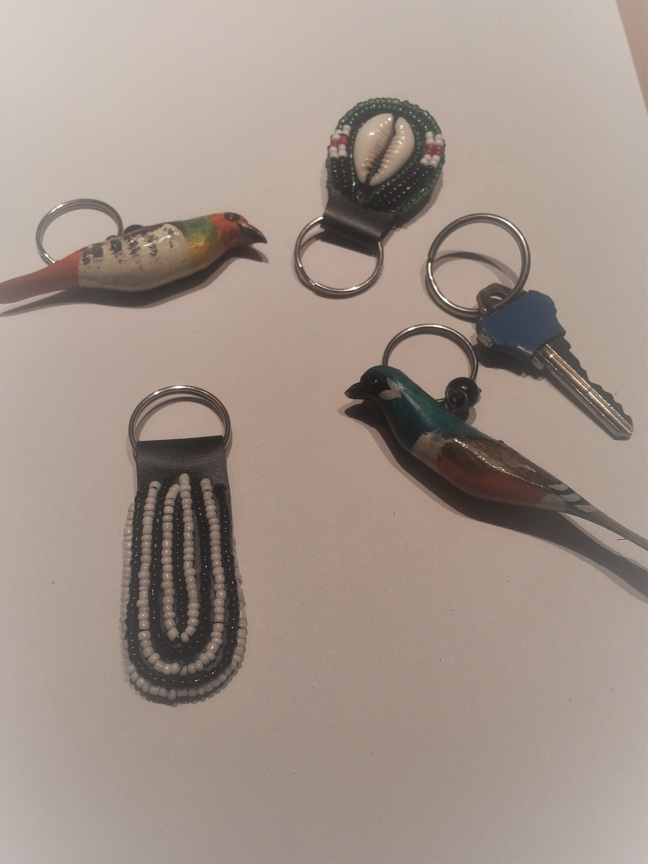Keychains - Handmade Leather With Beads, Wooden Painted - Etsy Canada