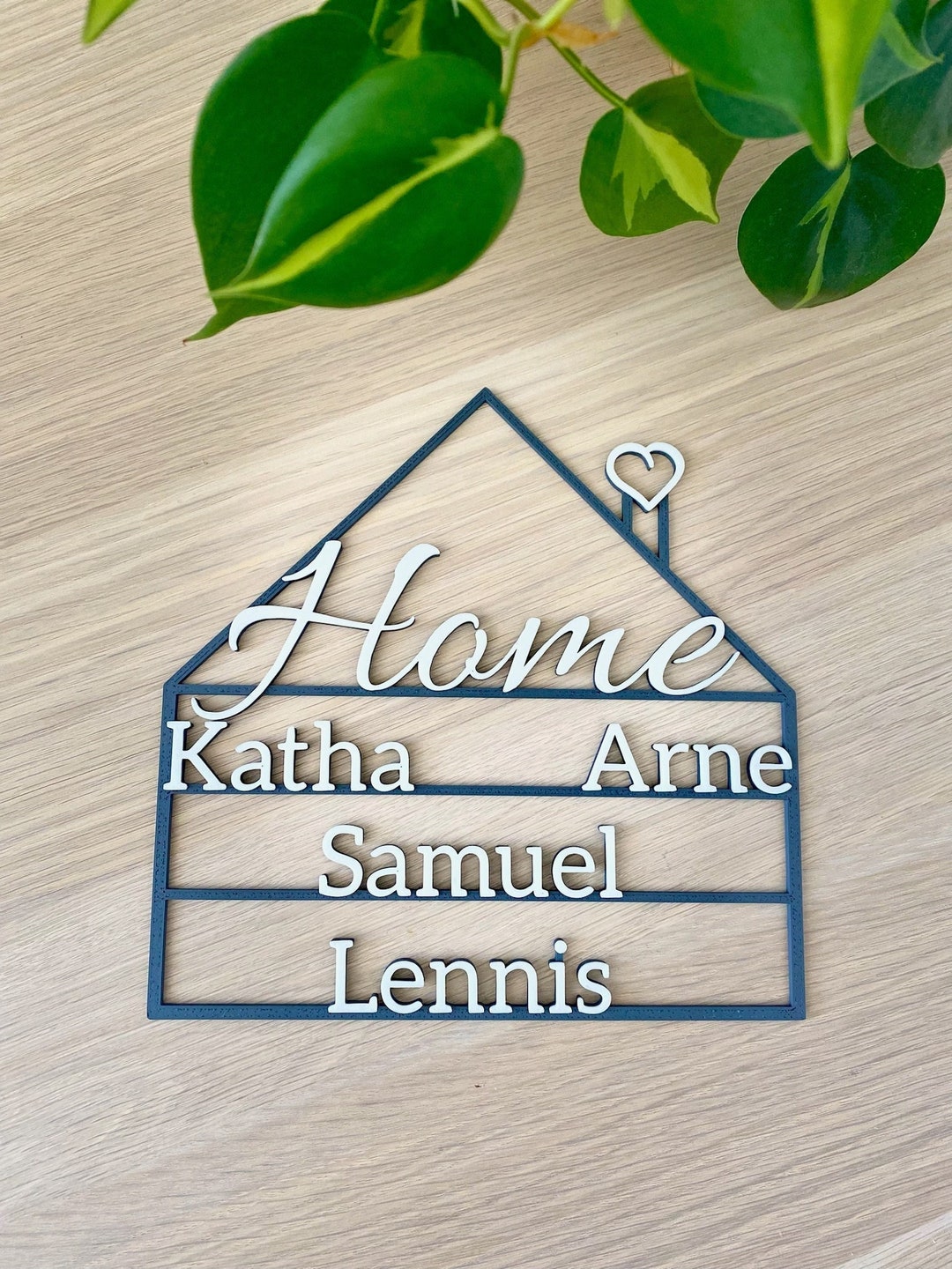 Personalized House With Name Home 20 Cm Family Sign, Two-tone, 7 Colors ...