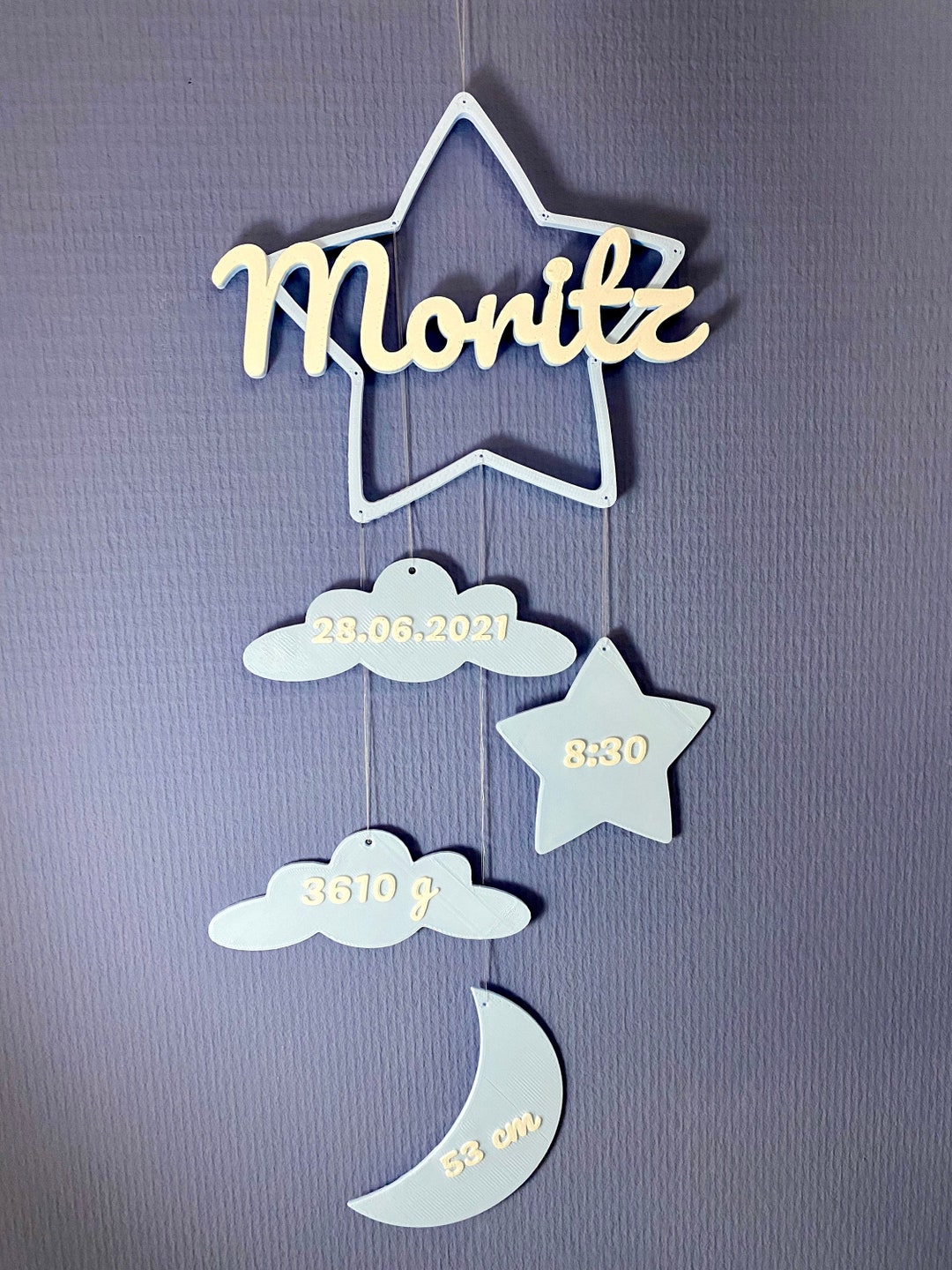 Personalized Mobile, With Name and Date of Birth in Many Colors - Etsy