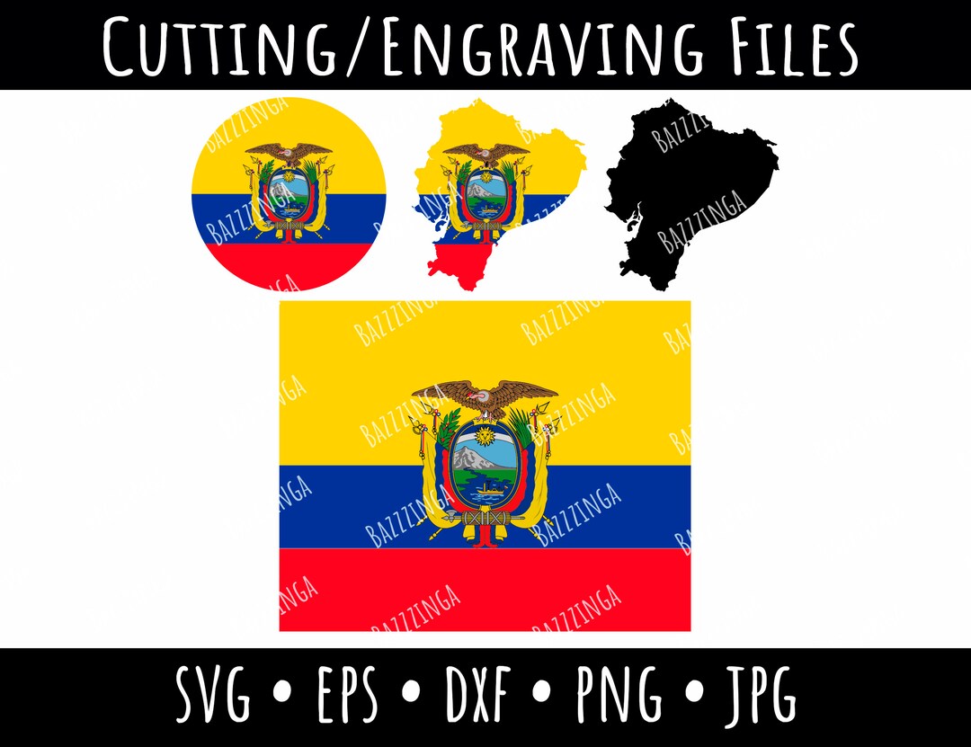 Ecuador Flag Silhouette Art, South America Vector Designs SVG, Cut ...