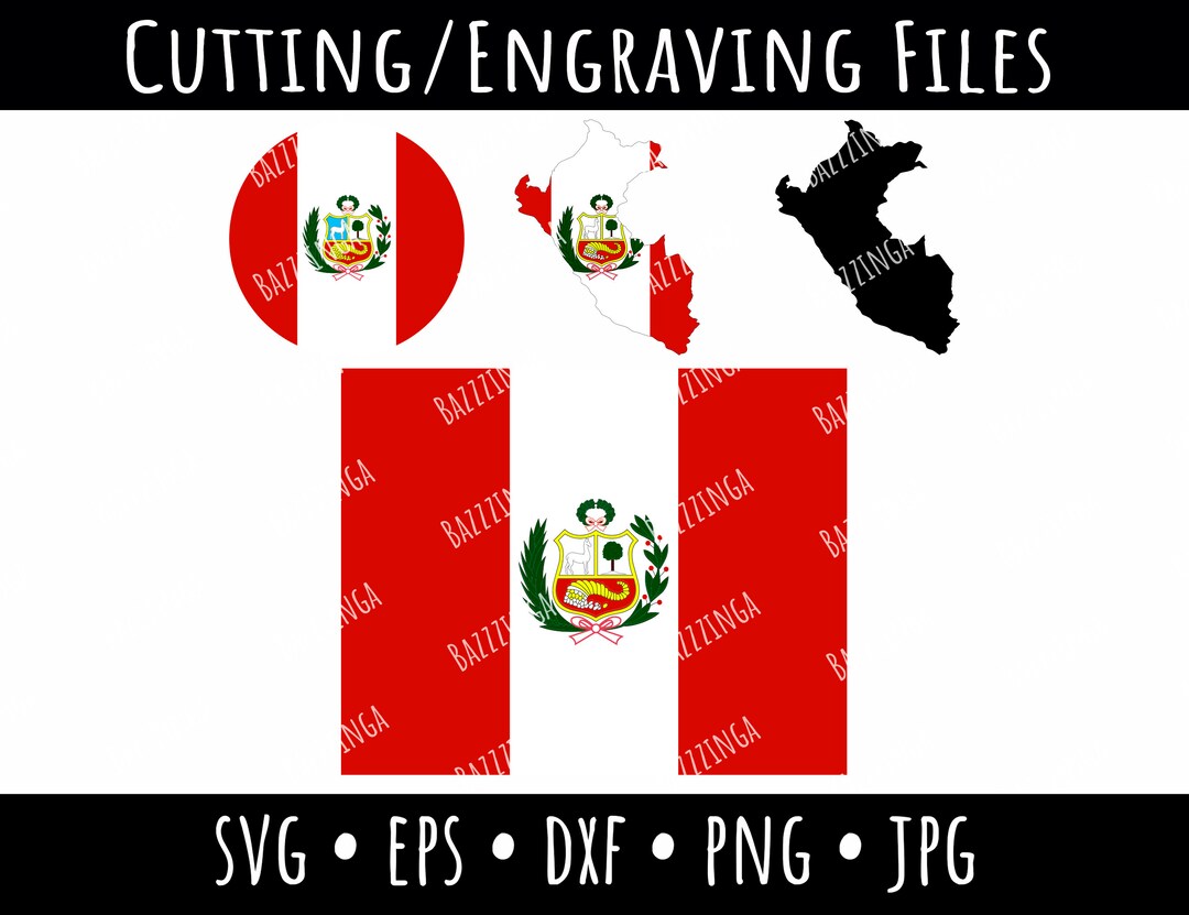 Peru Flag Silhouette Art, South America Vector Design SVG, Cut Files ...
