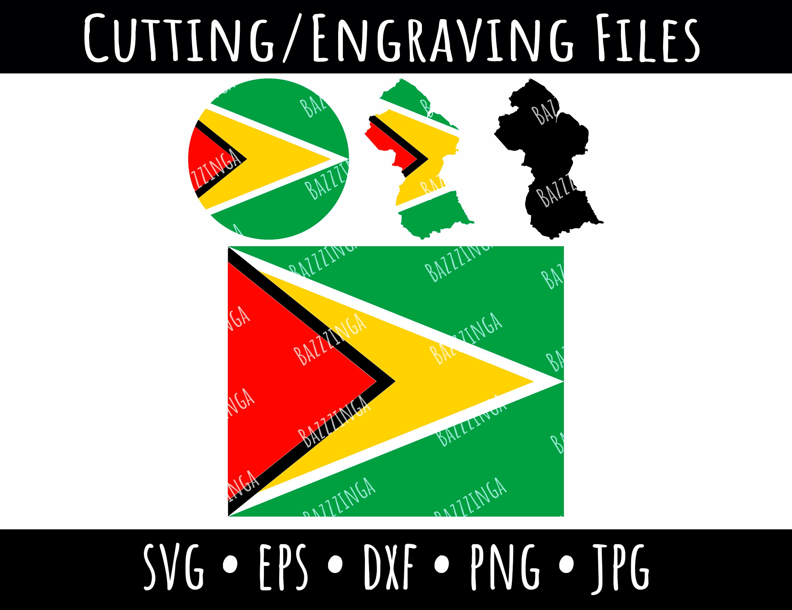 Guyana Flag Silhouette Art, South America Vector Design SVG, Cut File ...