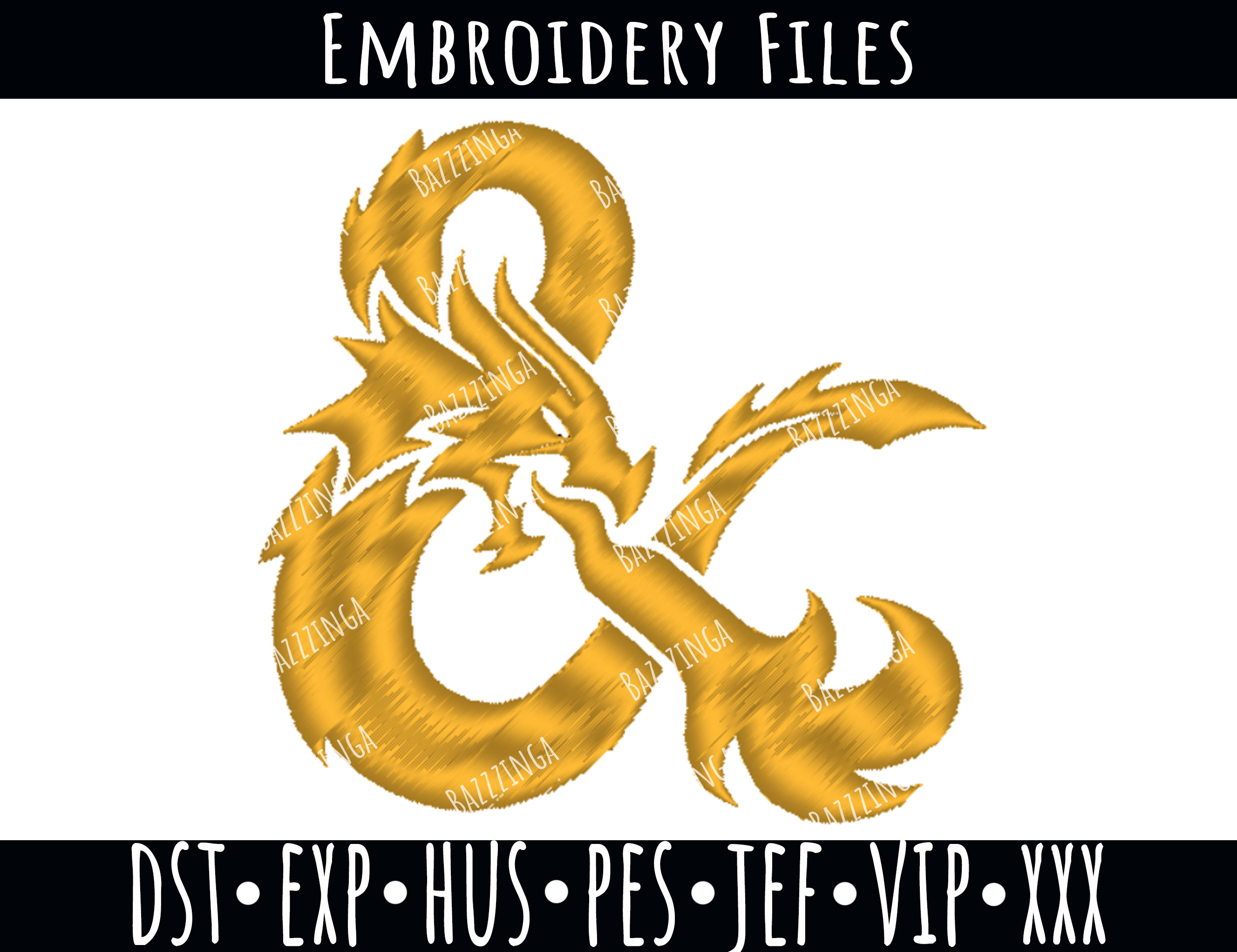 Dnd Logo Embroidery File, W:2"/3"/4"/5"/6"/7", D&D Art for Embroidery ...