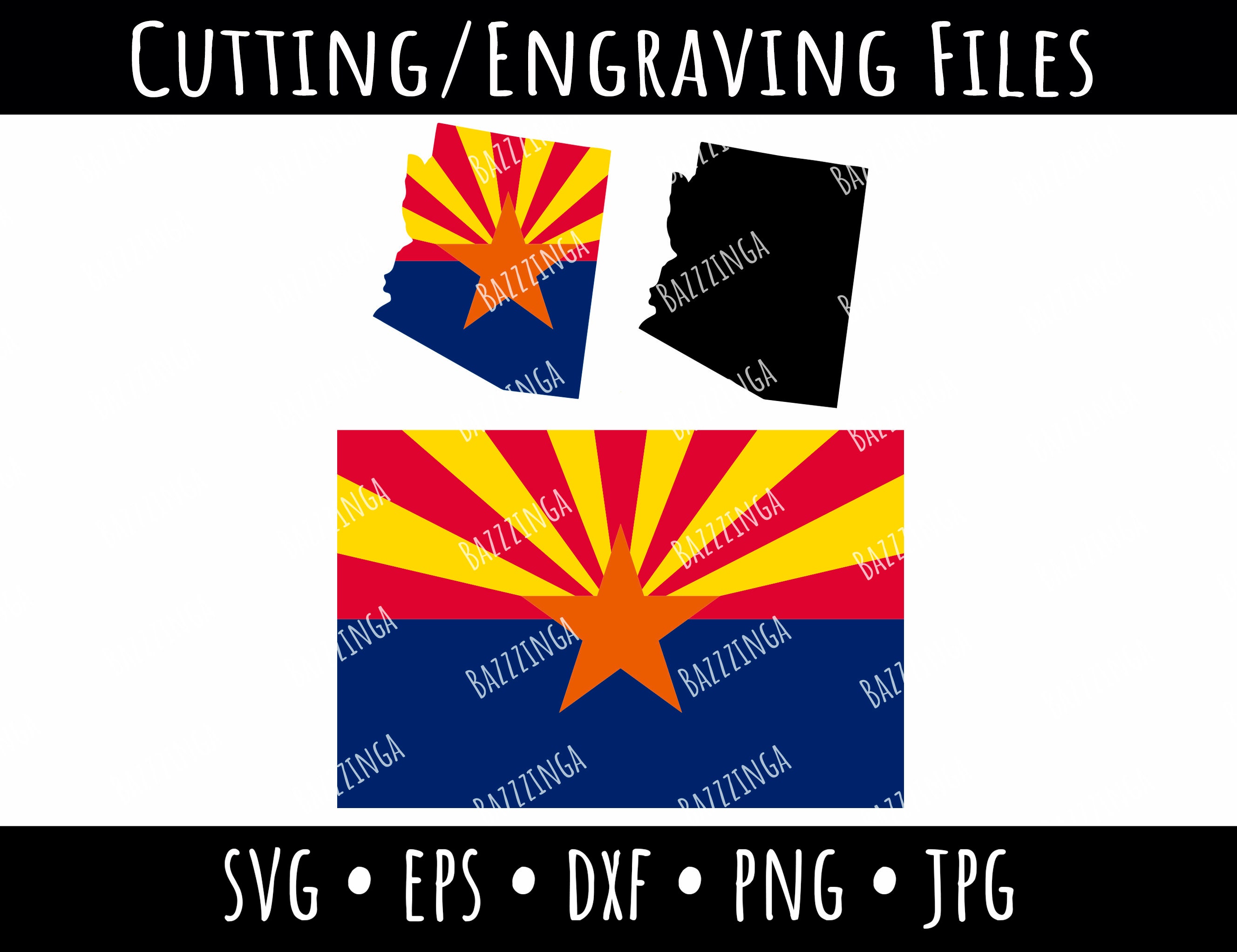 Arizona Flag Logo Art, SC State Vector Designs SVG, Cut Files, Clip Art ...