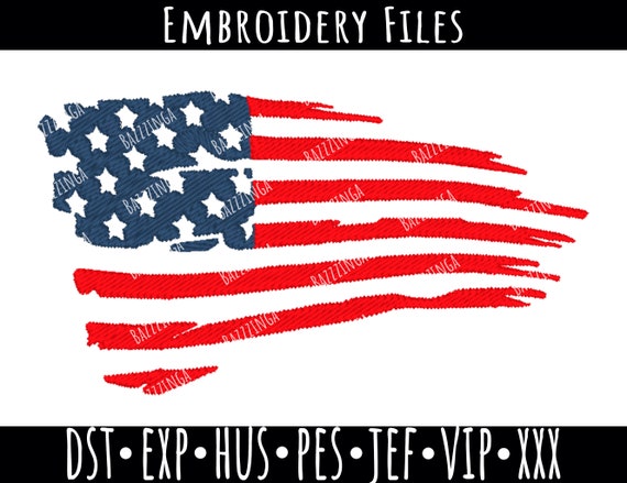 Distressed American Flag Embroidery File | Etsy