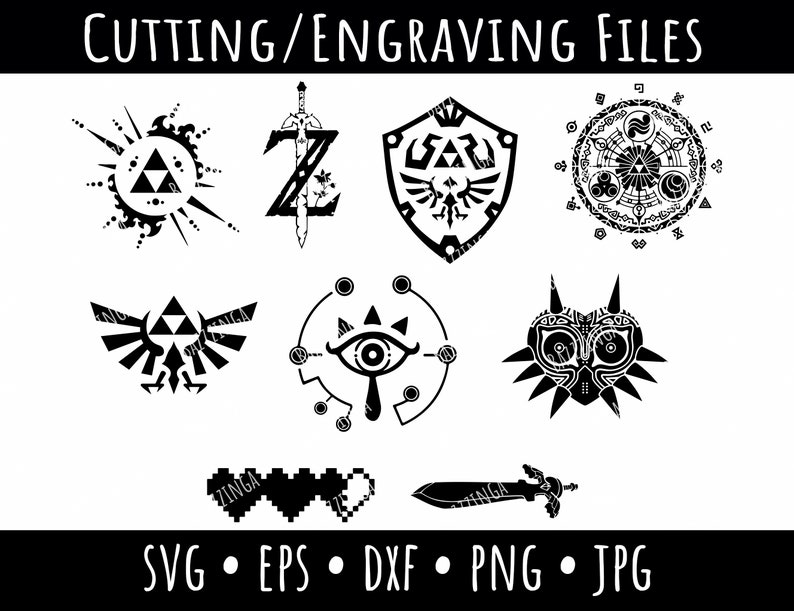 9 Loz Vector Set Triforce Vector Wingcrest Design Video Etsy