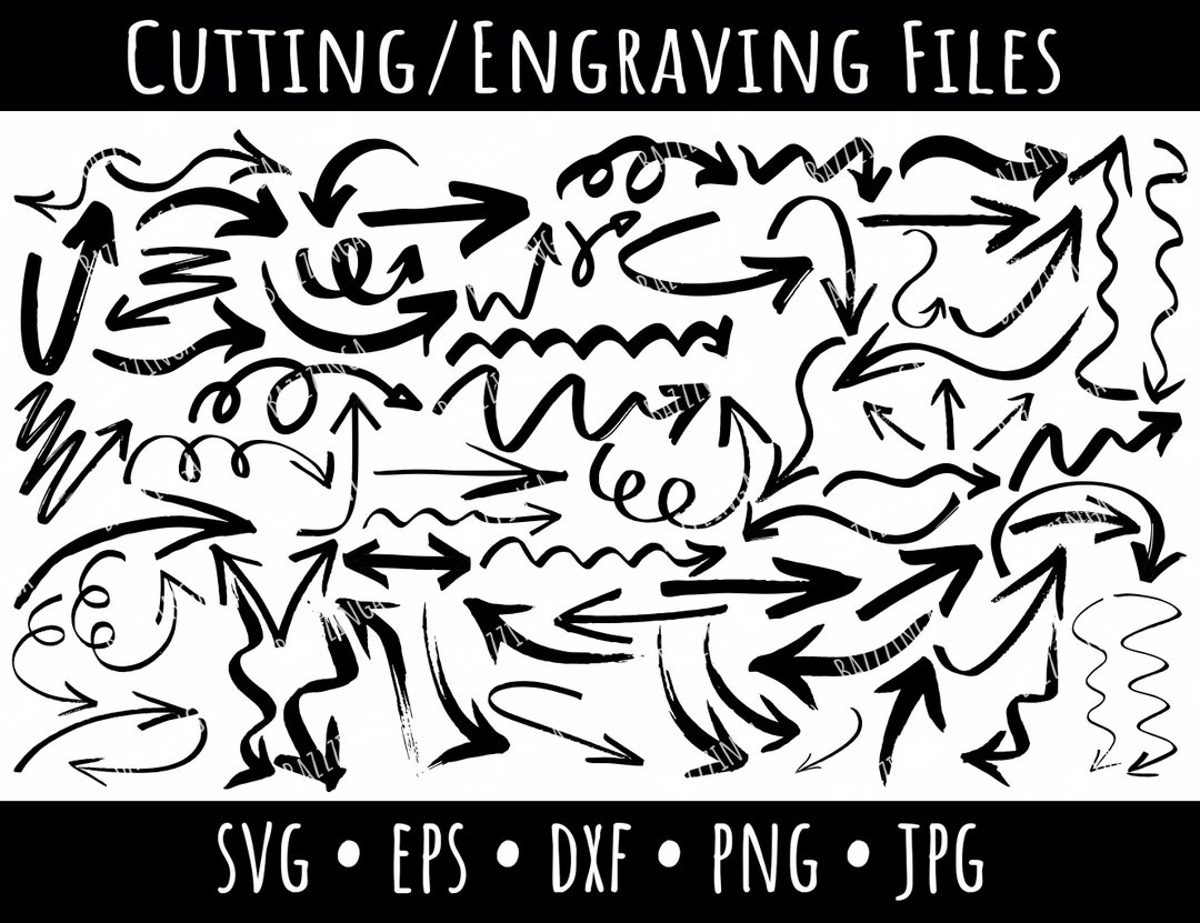 65 Handdrawn Arrows SVG, Arrow Vector, Cutting File, Digital Download ...
