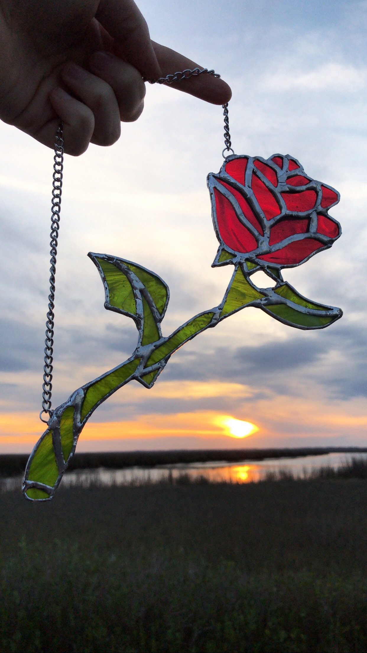 Rose Stained Glass Suncatcher - Etsy