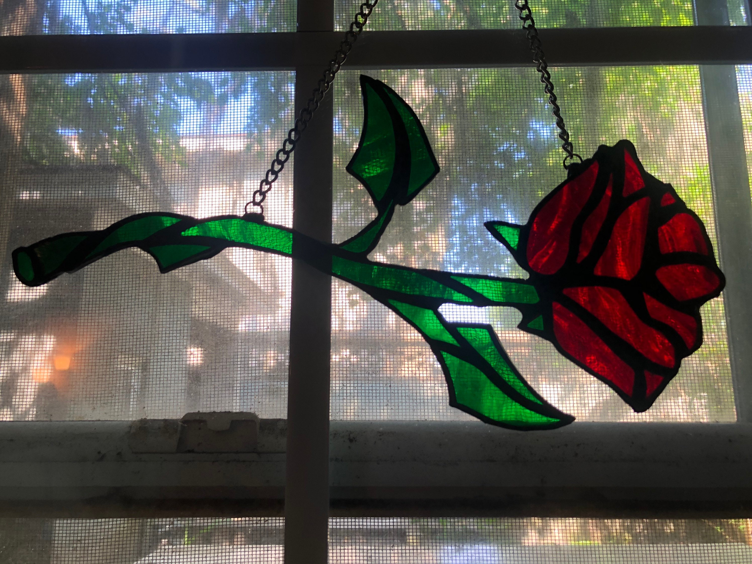 Rose Stained Glass Suncatcher - Etsy