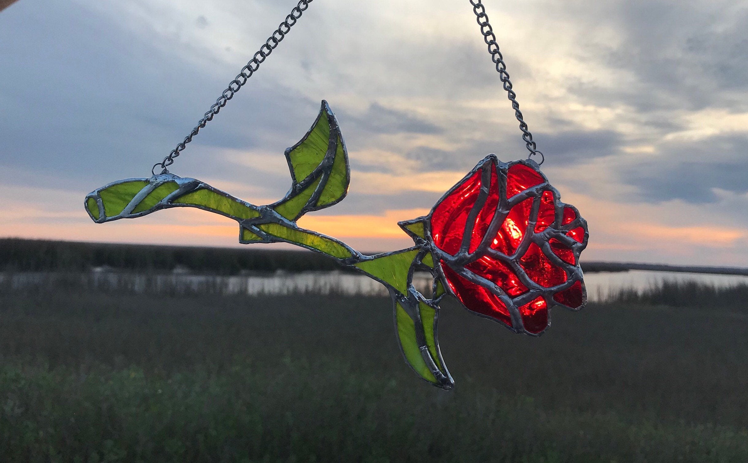 Rose Stained Glass Suncatcher - Etsy
