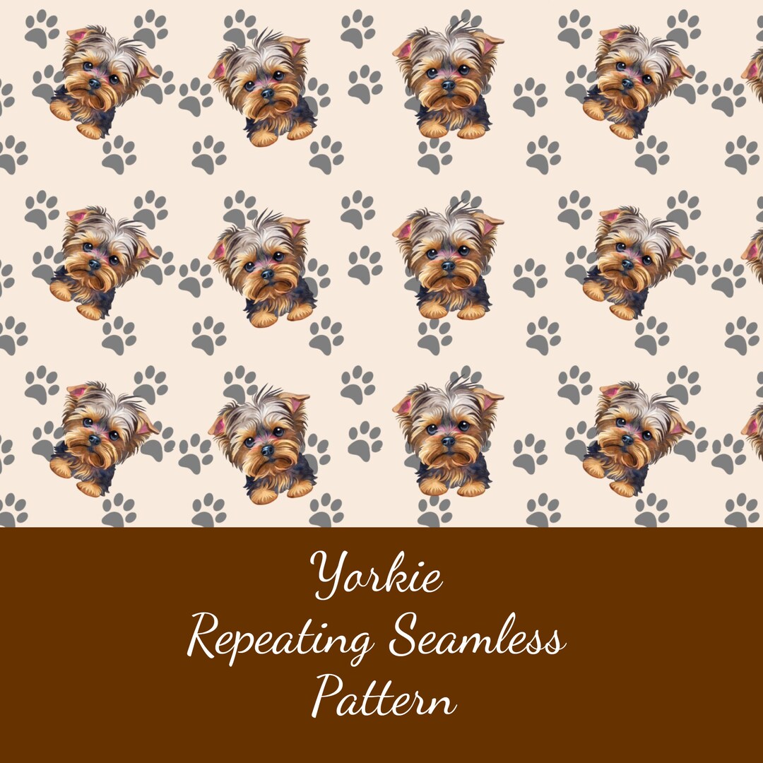 Yorkshire Terrier Yorkie Puppy Dog Repeating Seamless Pattern Paper ...