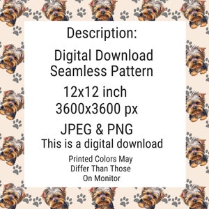 Yorkshire Terrier Yorkie Puppy Dog Repeating Seamless Pattern Paper ...