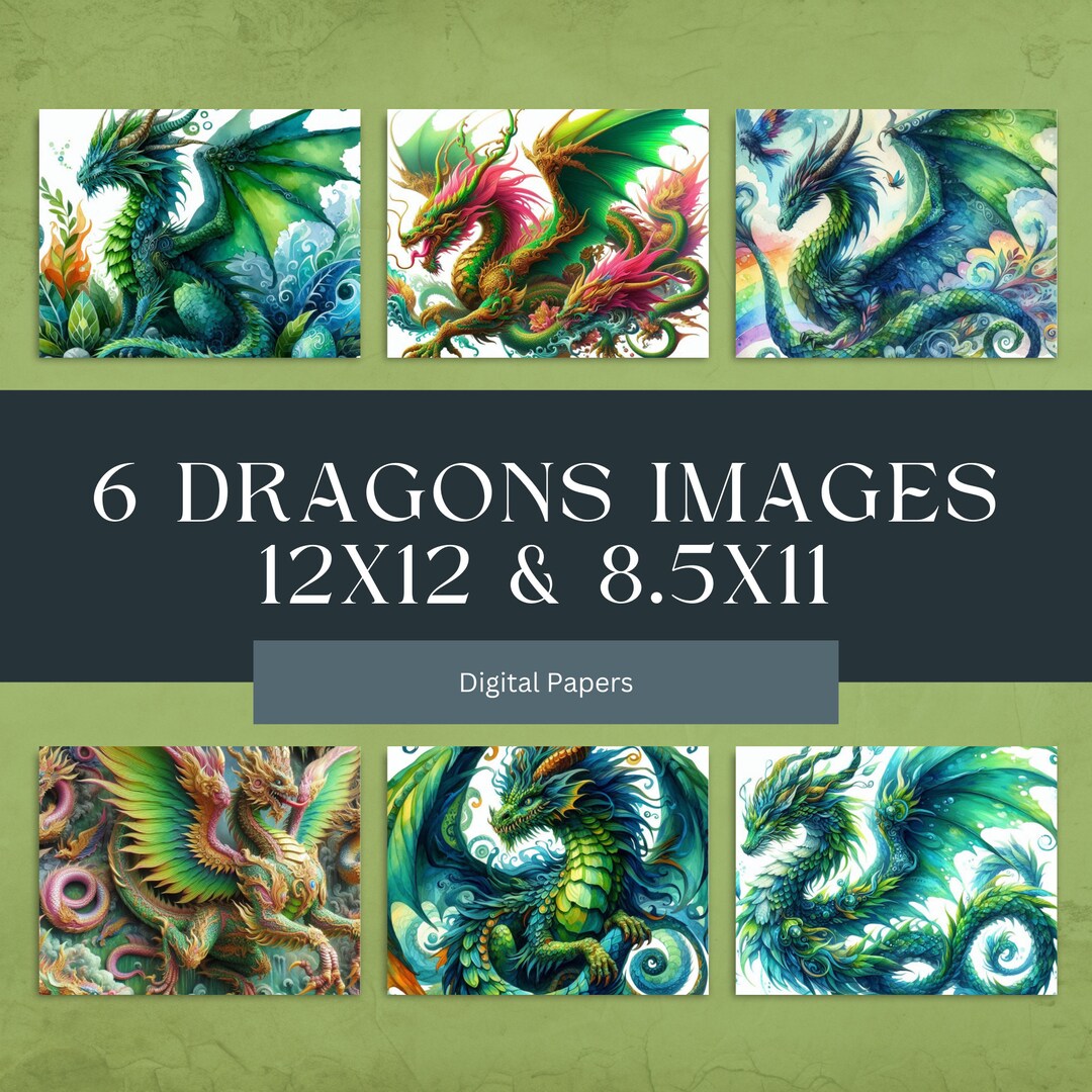 Fantasy Graphic Dragon Clip Art JPEG Images for Junk Journaling ...