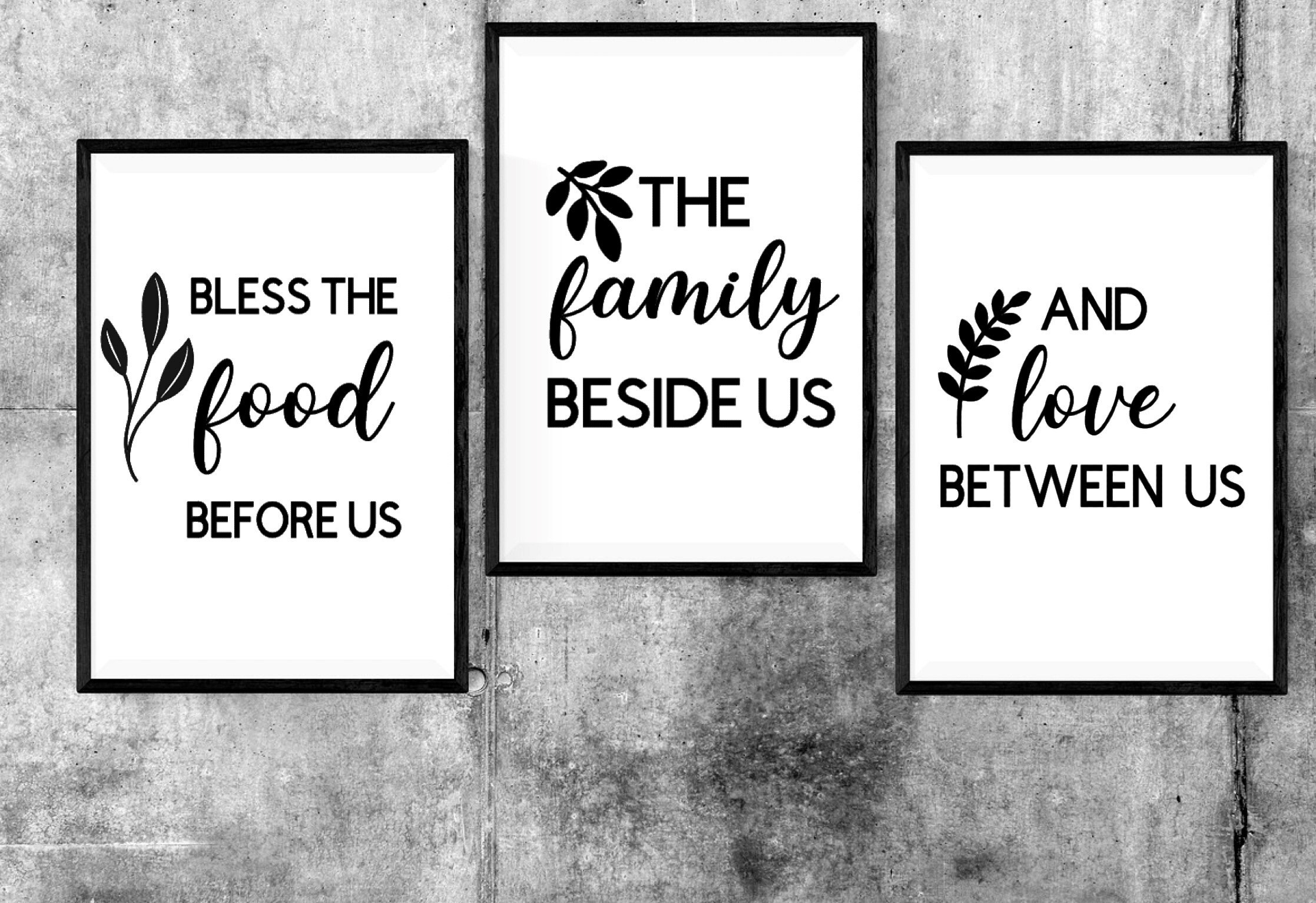Food Family Love Set of 3 Dining Room Sign Silhouette Instant - Etsy