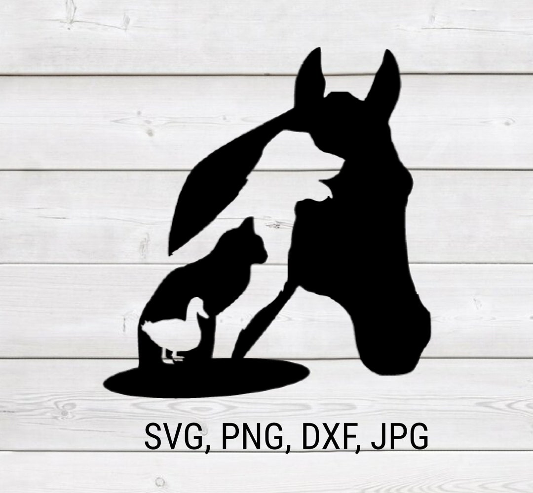 Farm Animals Silhoutte Horse Dog Cat Duck Sign Instant Download Cricut ...