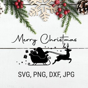 Merry Christmas Santa Sleigh Sign Decal Instant Download - Etsy
