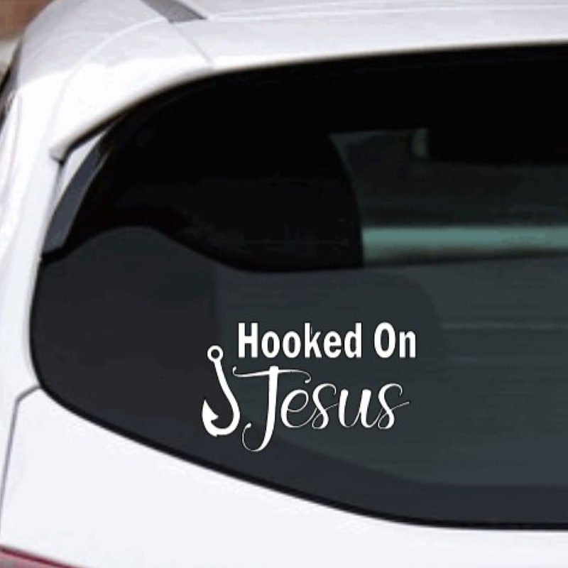 Hooked on Jesus Decal - Etsy