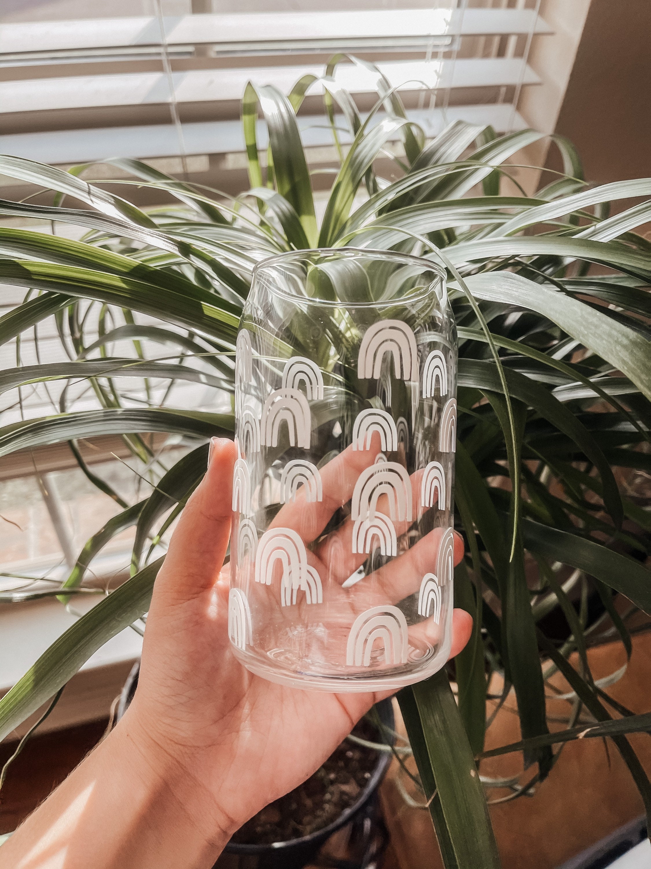 Rainbow Drinking Glass Beer Can Glass | Etsy