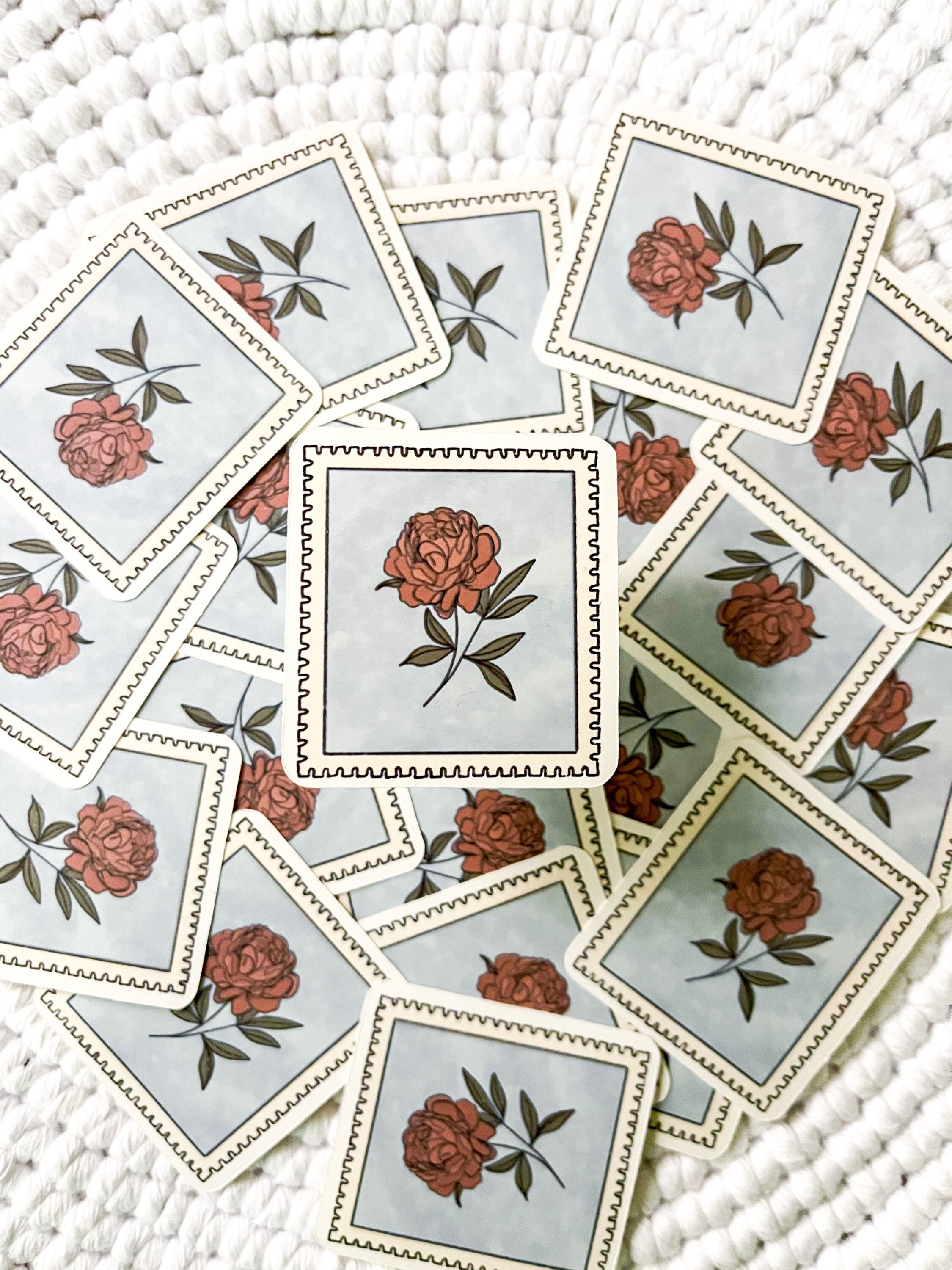 Rose Postal Stamp Sticker Floral Postal Stamp Decal - Etsy