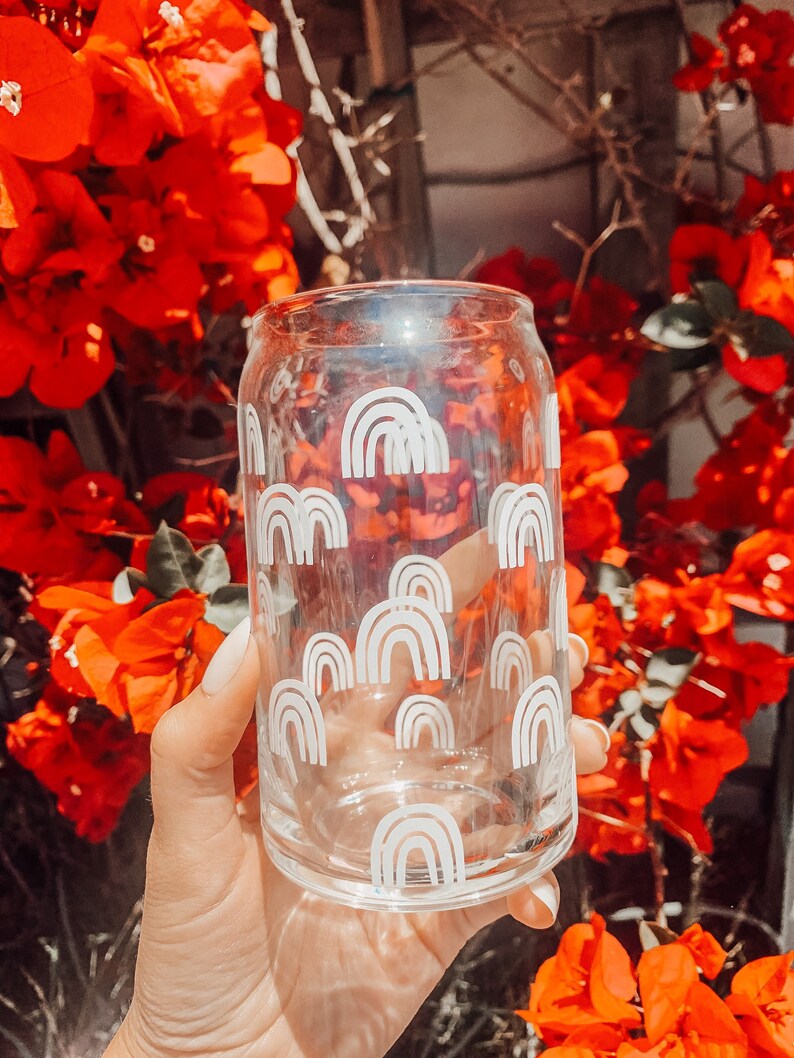 Rainbow Drinking Glass Beer Can Glass | Etsy