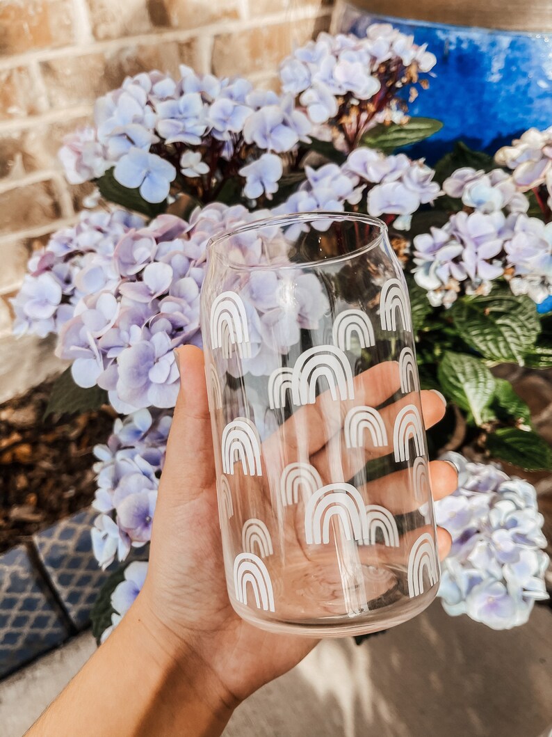 Rainbow Drinking Glass Beer Can Glass | Etsy