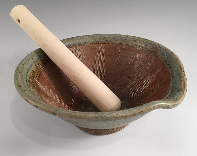 Ceramic Suribachi, Wheel Thrown Mortar and Wooden Pestle, Handmade Stoneware Pottery - Etsy