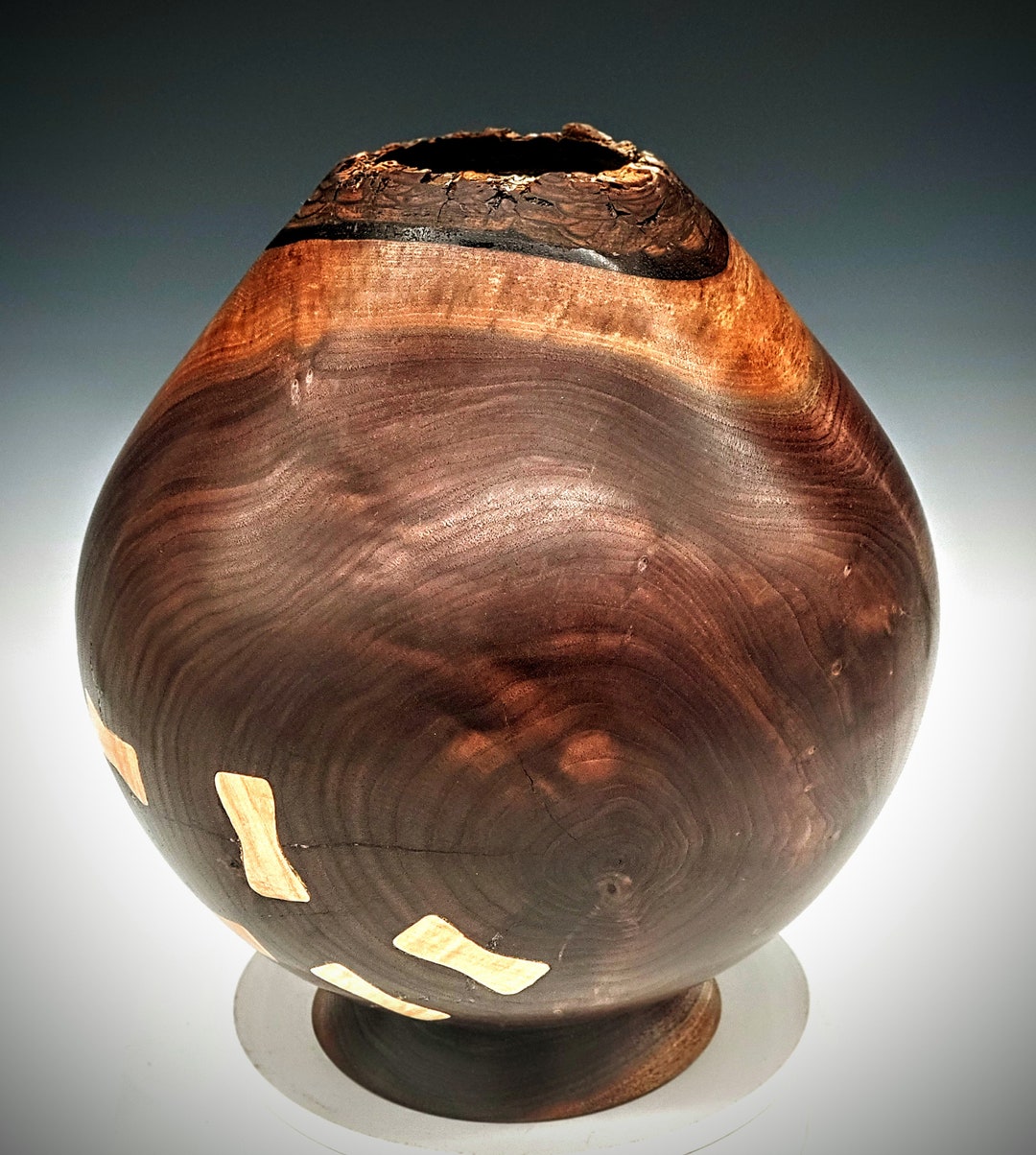 Footed Hand Turned Walnut Vase. - Etsy