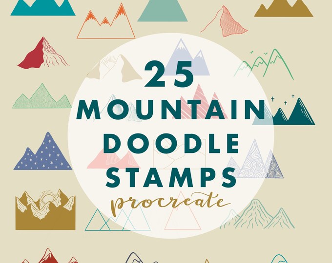 Mountain Stamps Procreate, Procreate Stamps, Doodle Stamps, Procreate ...
