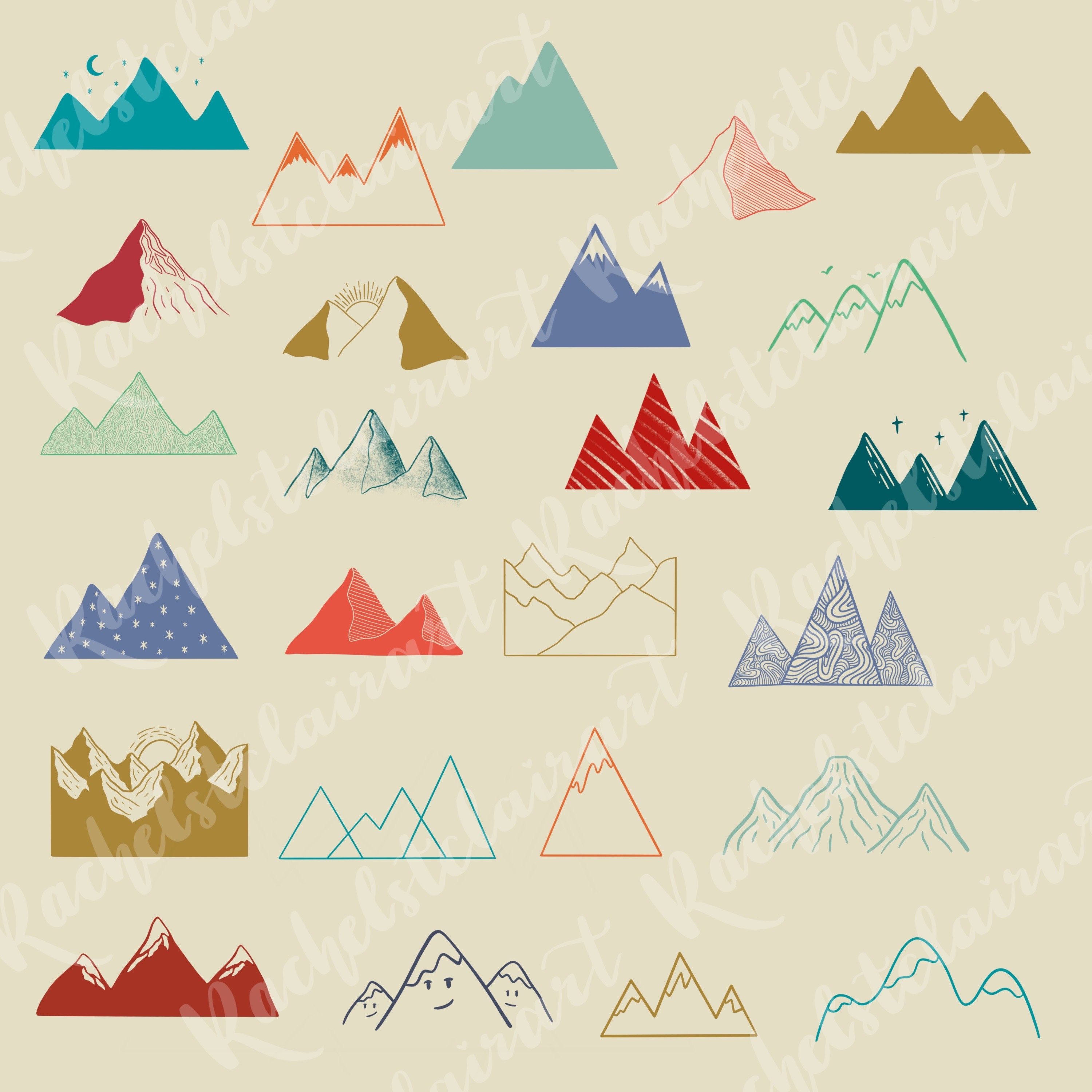 Mountain Stamps Procreate Procreate Stamps Doodle Stamps | Etsy