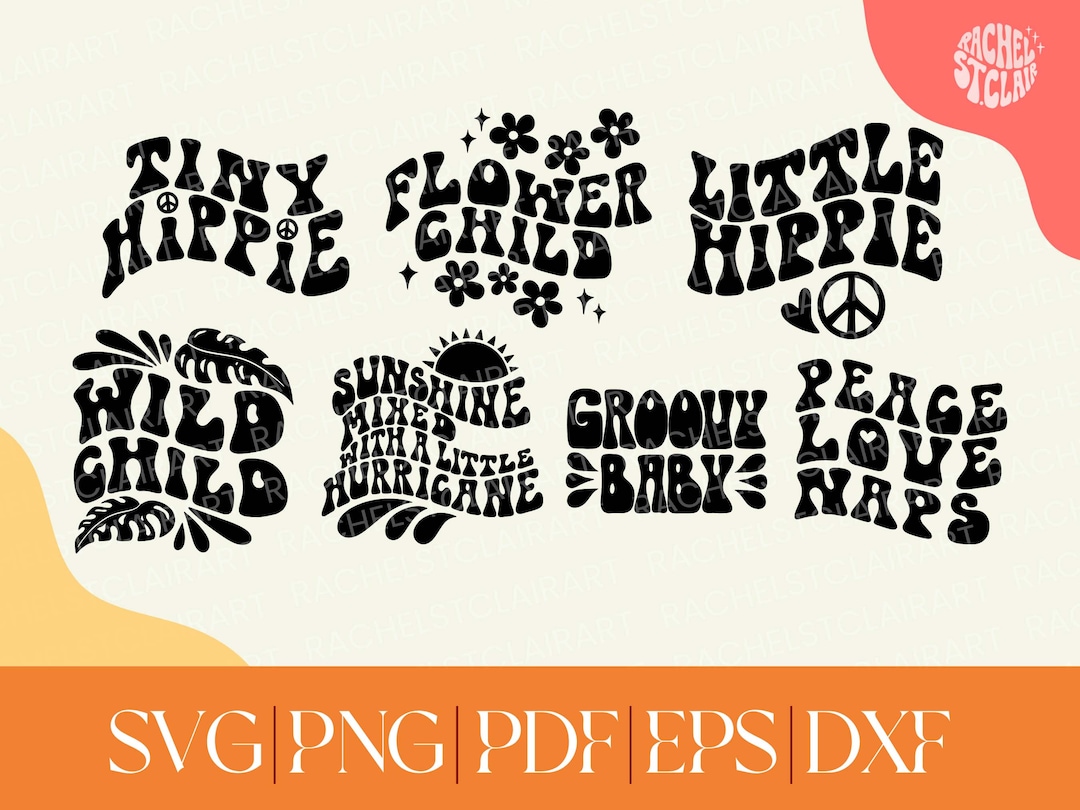 Hippie Kid SVG Bundle, Cute Toddler Svg, Groovy Baby, Retro 70s Svg ...