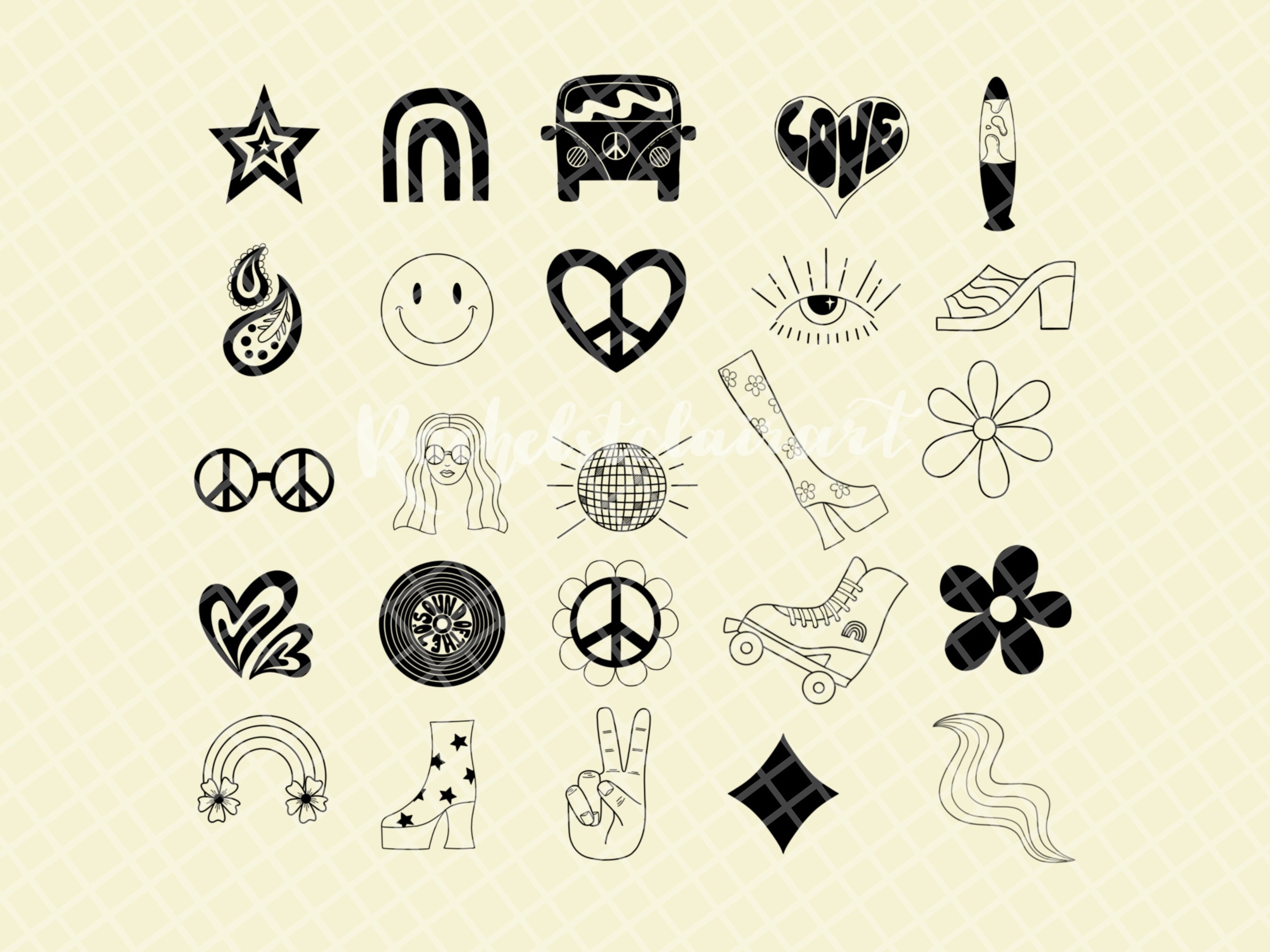 Retro Svg Designs, Retro Png Designs, 70s Svg, Svg Bundle, Doodle Svg ...