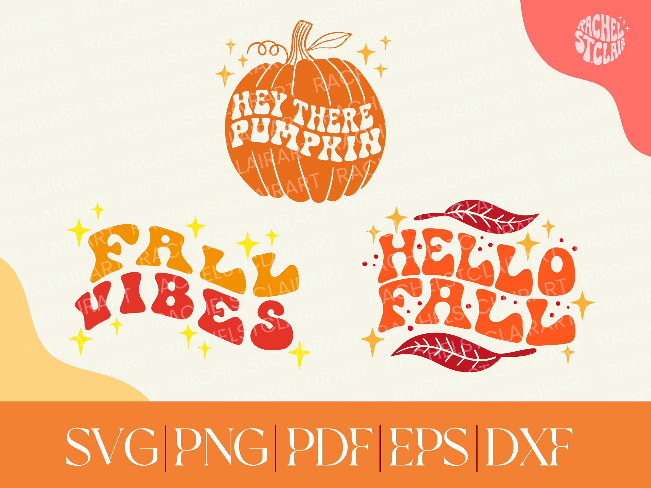 Retro Fall Bundle Autumn Clip Art SVG Groovy 60s 70s T - Etsy