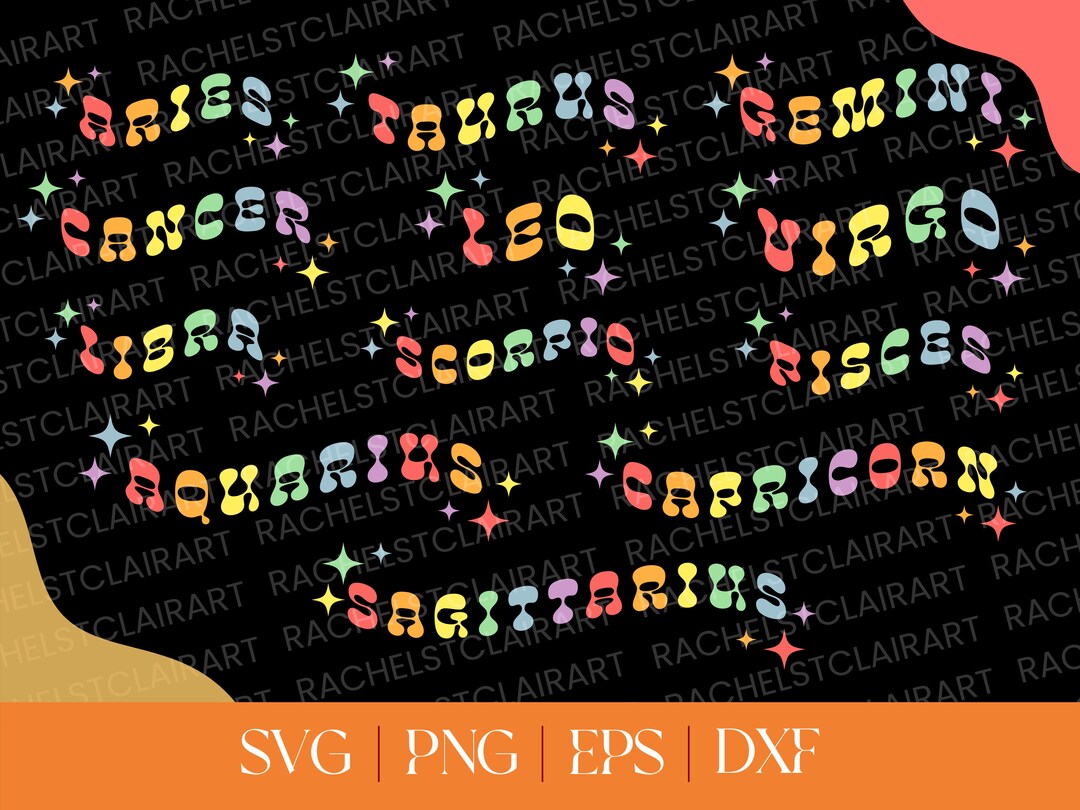 Zodiac Signs SVG Bundle, Pastel Rainbow Svg, Star Signs Clipart ...