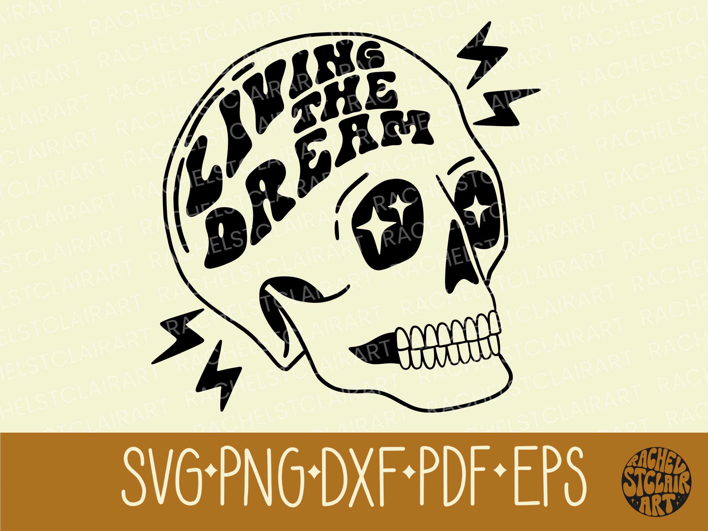 Living the Dream SVG Skull Svg Cricut Funny Skeleton Svg | Etsy Canada