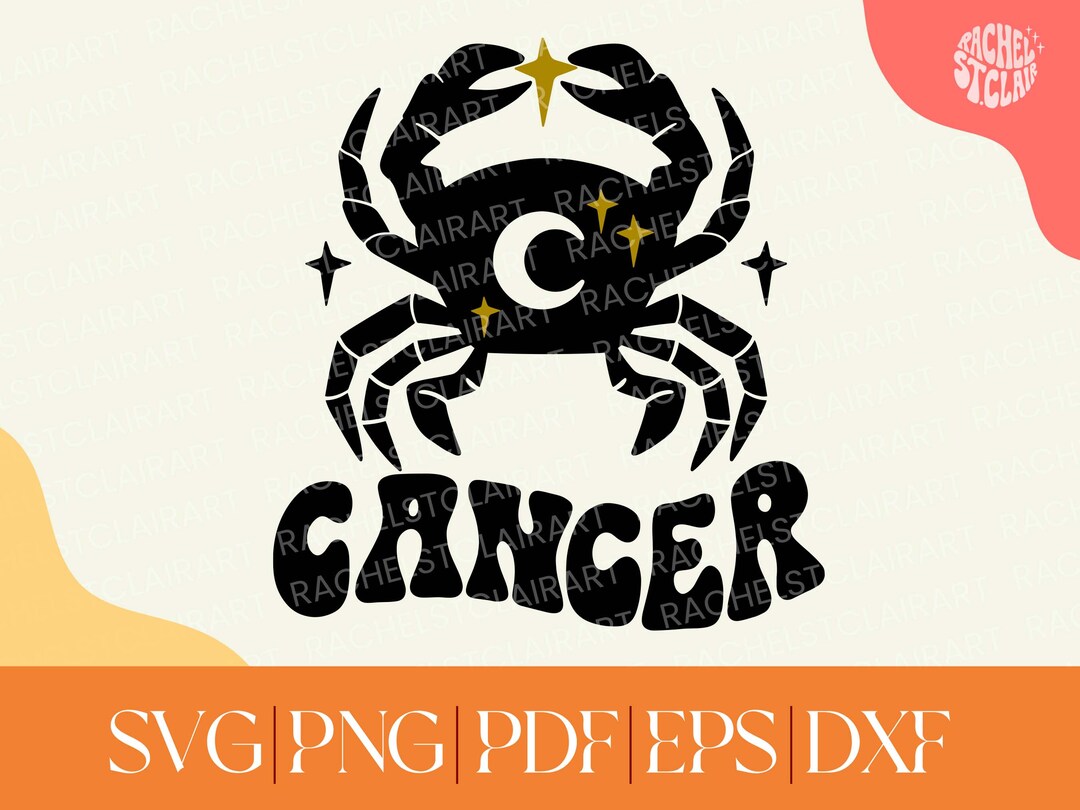 Cancer Zodiac SVG, Crab Svg, Horoscope Png, Astrology Svg, 70s Groovy ...