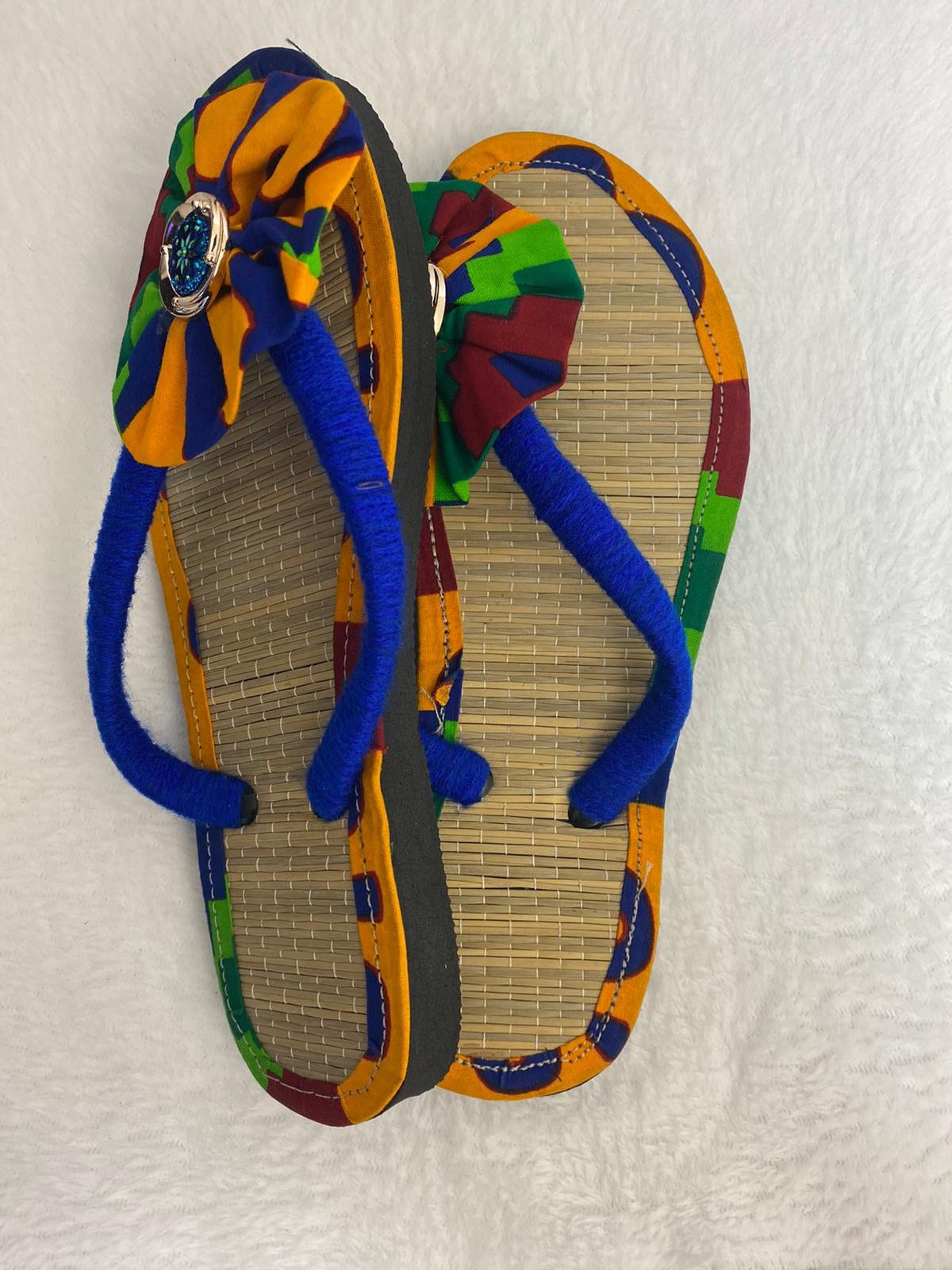 Blue & Yellow African Wear Slippers - Etsy.de