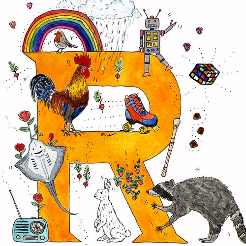 Alphabet Print Letter R Wall Art for Boy Room Decor | Etsy