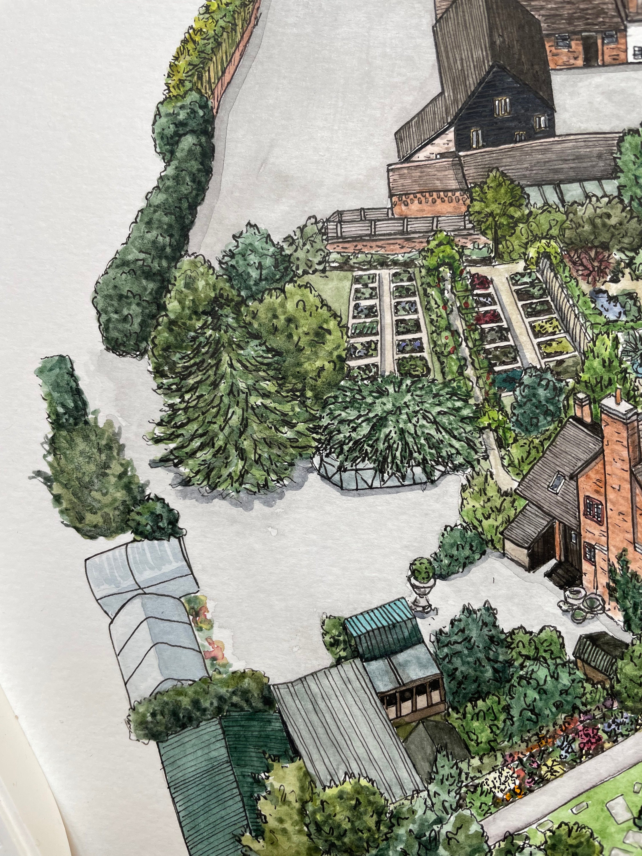 The Hundred House Aerial Map Shropshire Watercolour Print - Etsy