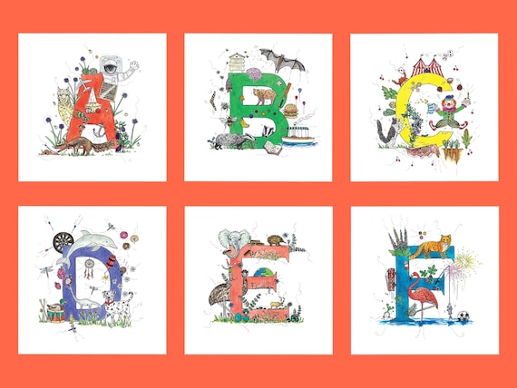 Alphabet Letter Greetings Cards A B C D E F G H I J K L M N O | Etsy
