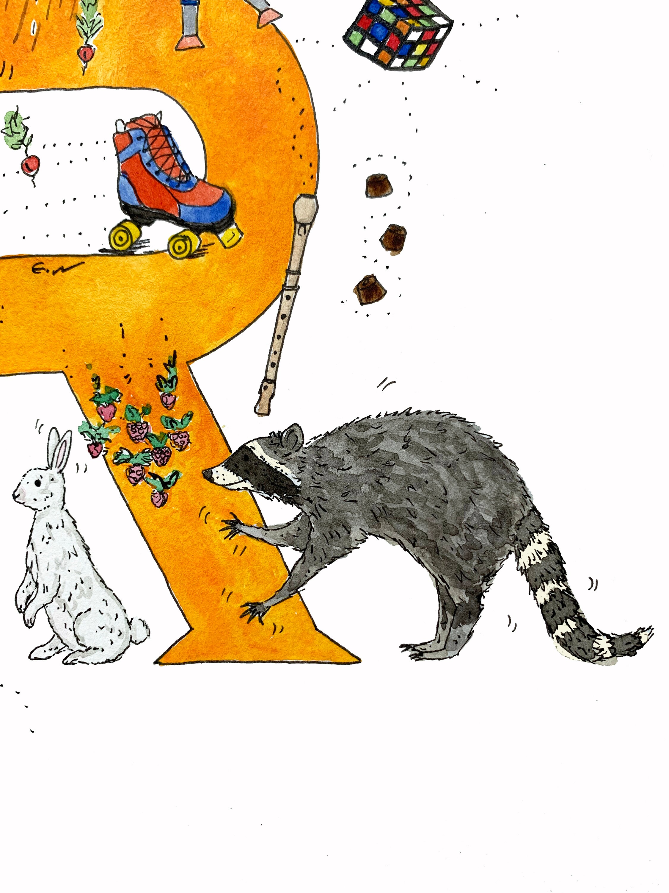 Illustrated Watercolour Alphabet Print Letter R - Etsy