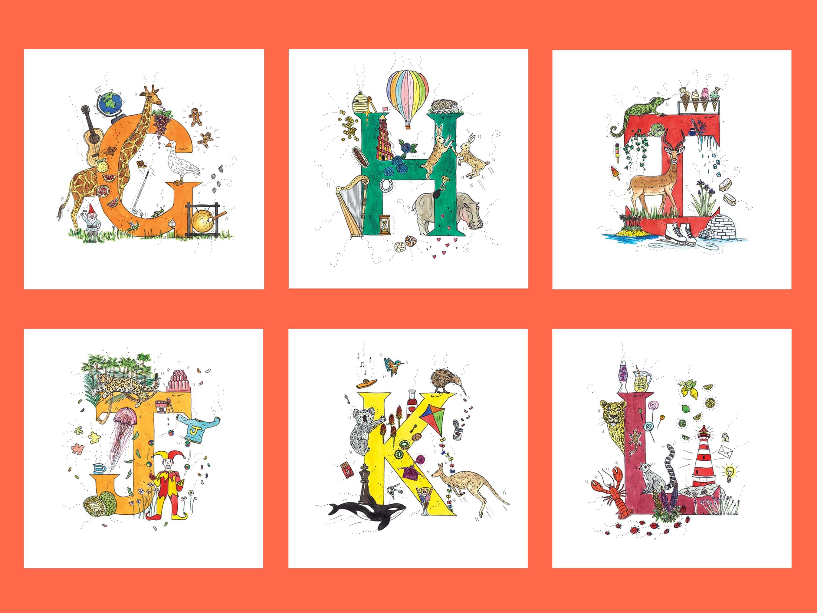 Alphabet Letter Greetings Cards A B C D E F G H I J K L M N O - Etsy