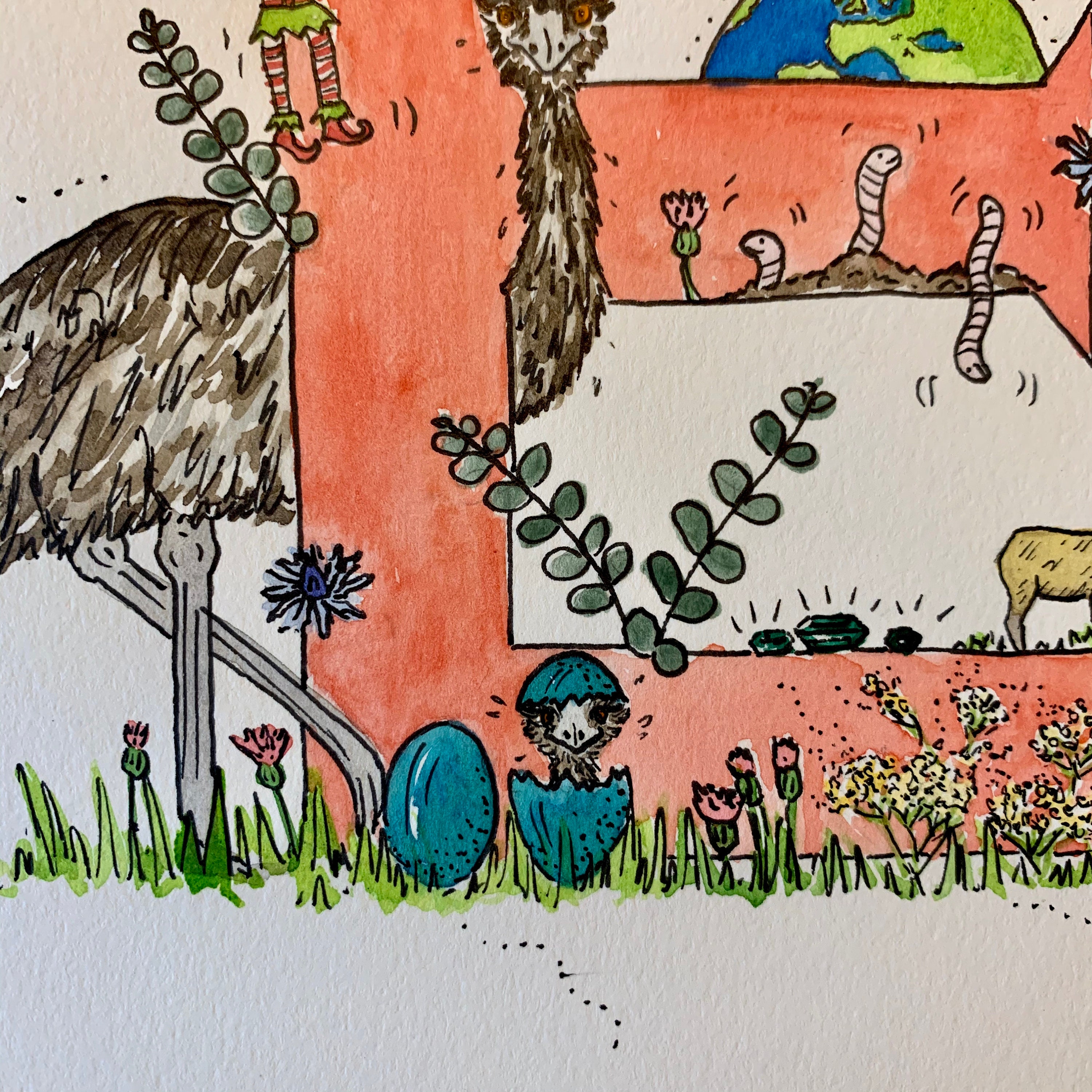 Illustrated Watercolour Alphabet Print Letter E - Etsy