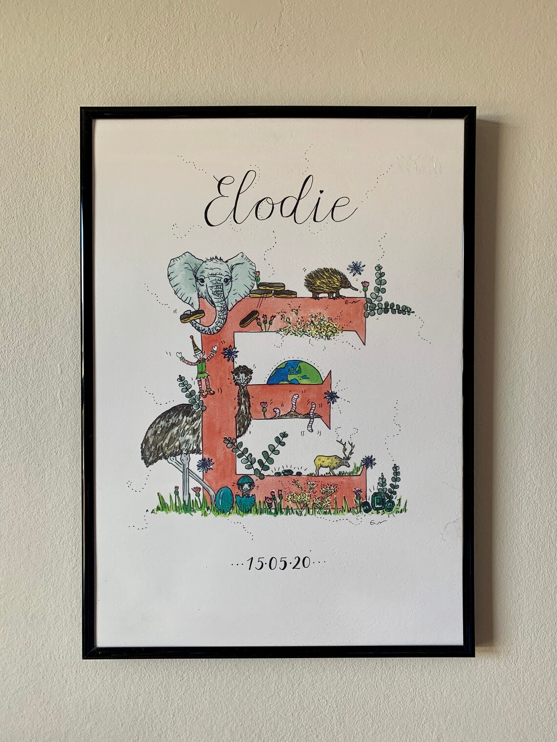 Illustrated Watercolour Alphabet Print Letter E | Etsy