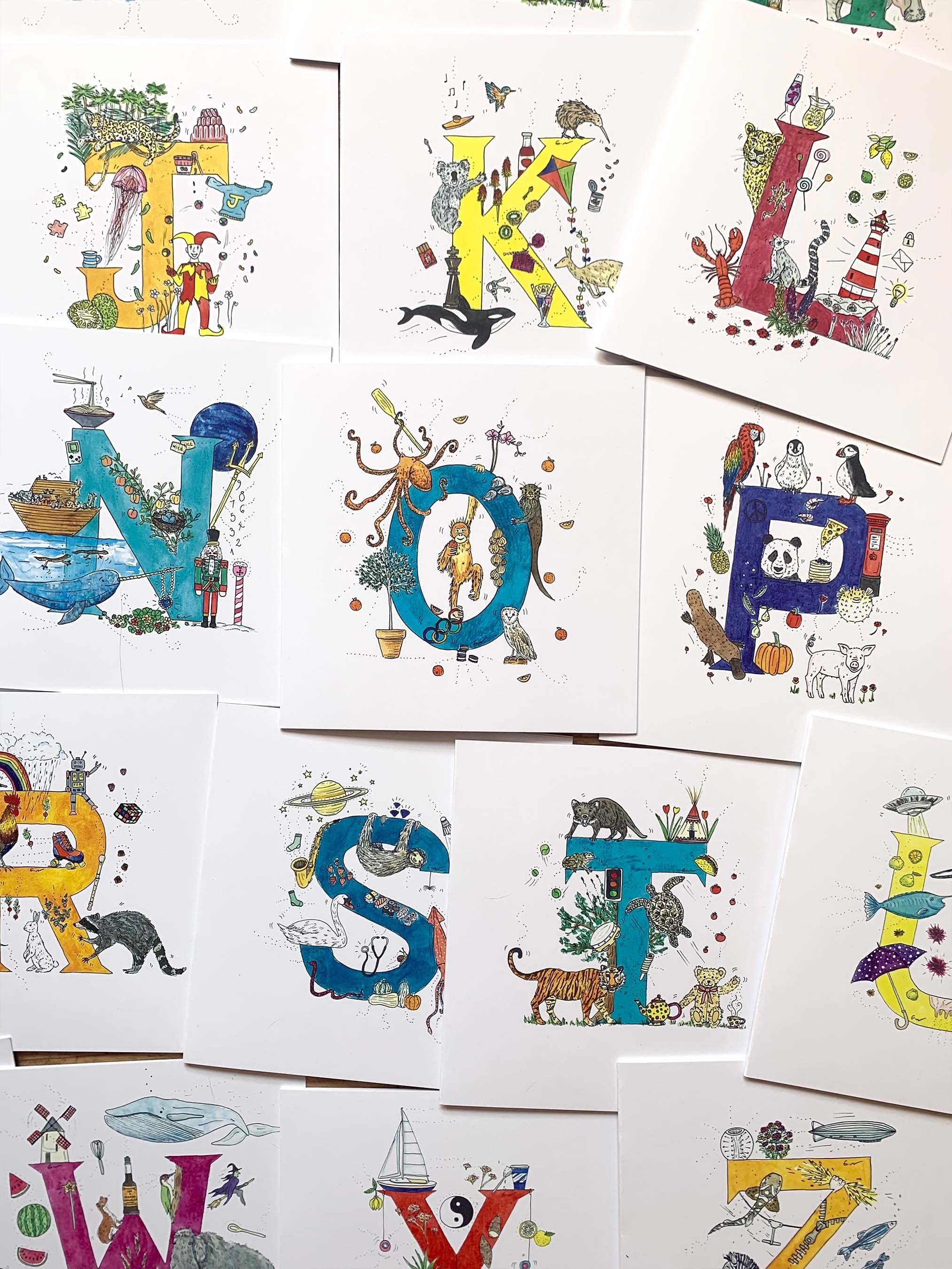 Alphabet Letter Greetings Cards A B C D E F G H I J K L M N O - Etsy