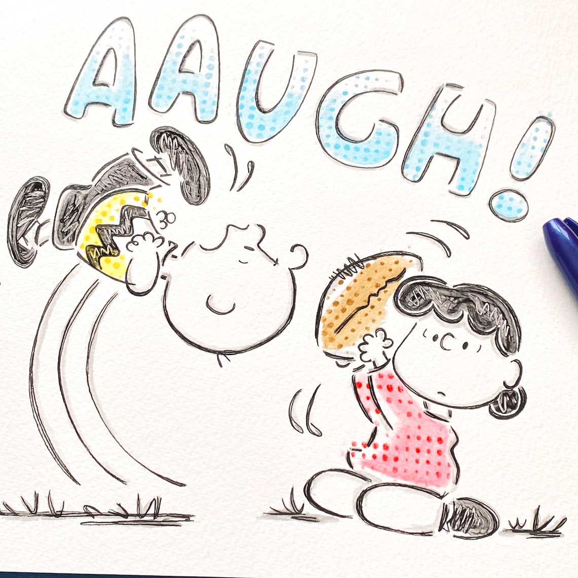 Charlie Brown Inspired Art Print, Lucy, Football, Poster, Gift, Peanuts ...