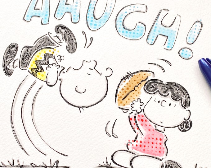 Charlie Brown Inspired Art Print, Lucy, Football, Poster, Gift, Peanuts ...