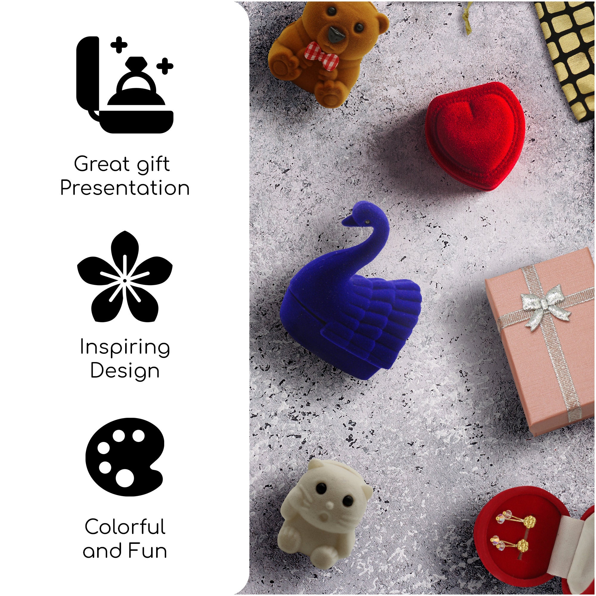 Gorgeous Ring Box by FELANA'S Dimensions: 5.8 X 5.5 X 5 CM 2.28 X 2.17 ...