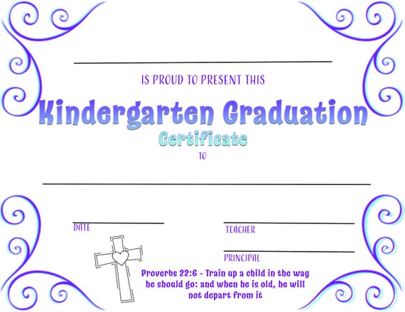 Christian School Kindergarten Graduation Certificate | Etsy
